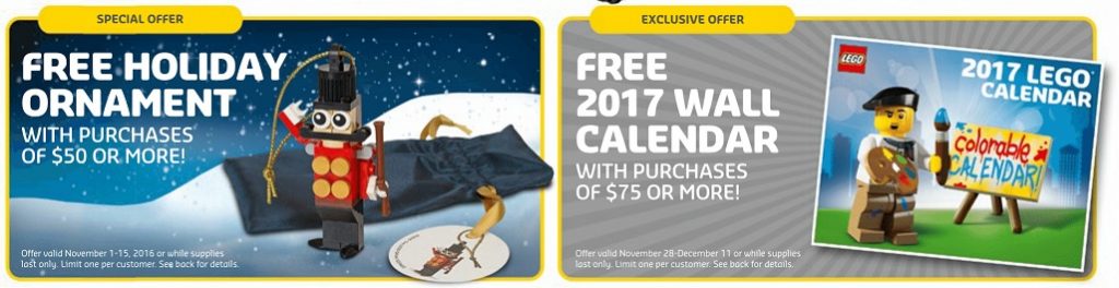 November 2016 LEGO Brand Retail Store Calendar